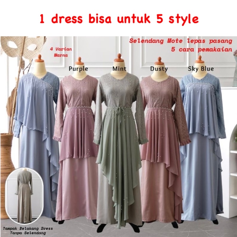 Jual Gamis Look 5 Look in 1 Bellita Dress Gamis Muslim Wanita Kondangan Bridesmaid Dress Brokat ...