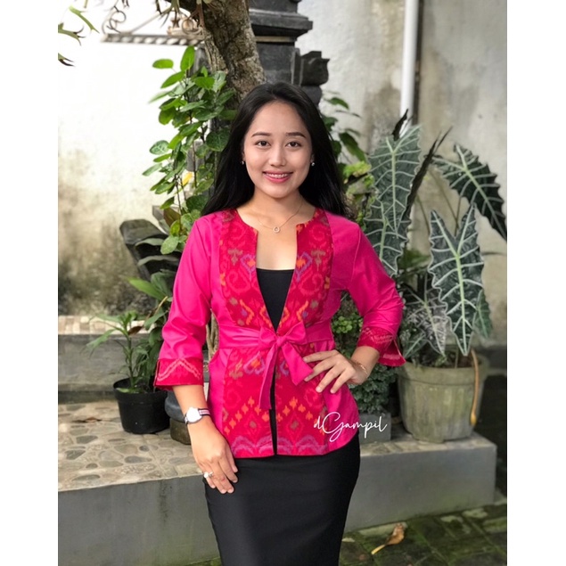 Jual Blazer Endek Bali Kombinasi Warna Merah Muda / Pink. Adem dan ...