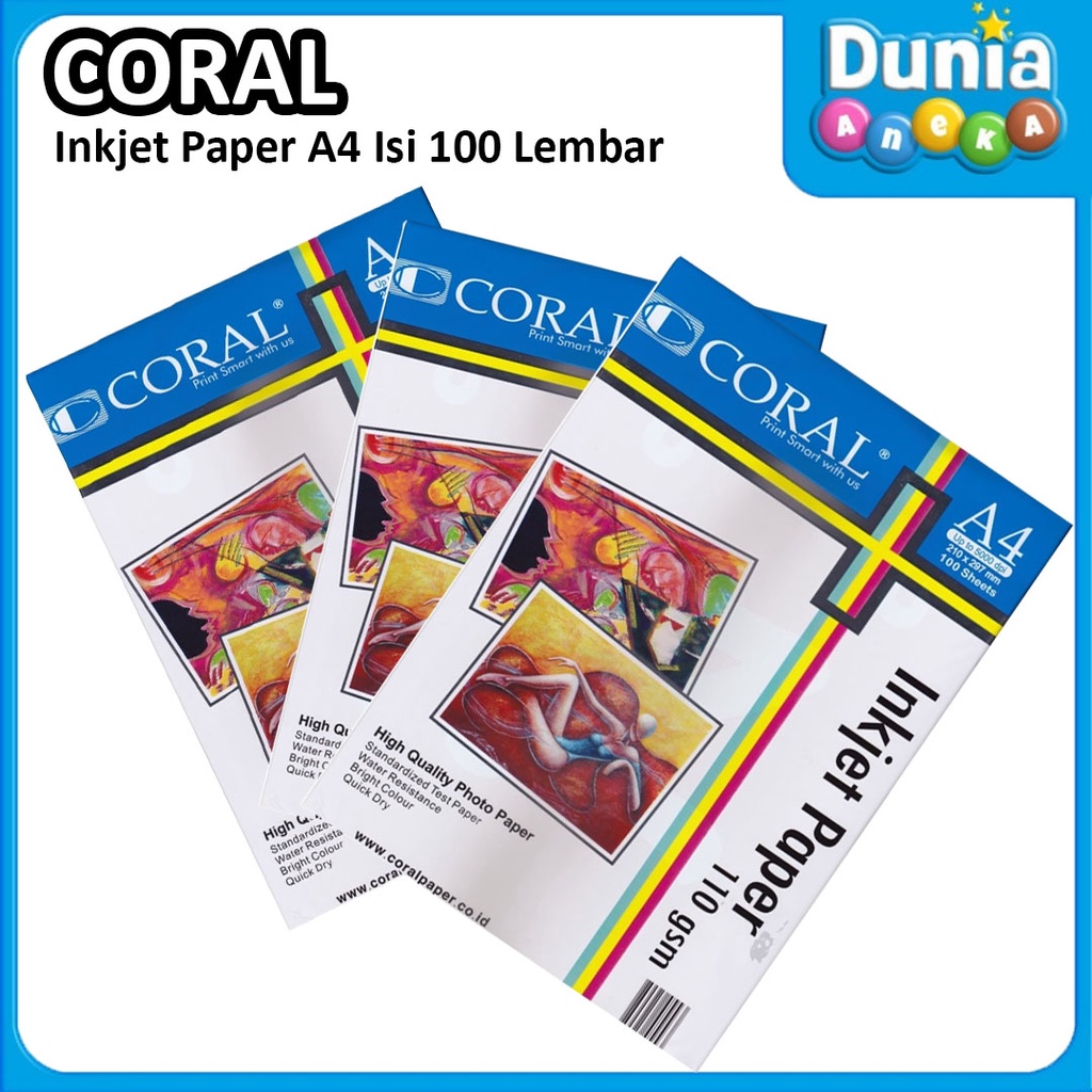 Jual CORAL INKJET PAPER KERTAS FOTO DOFF MATTE 100 LEMBAR A4 110 GSM ...