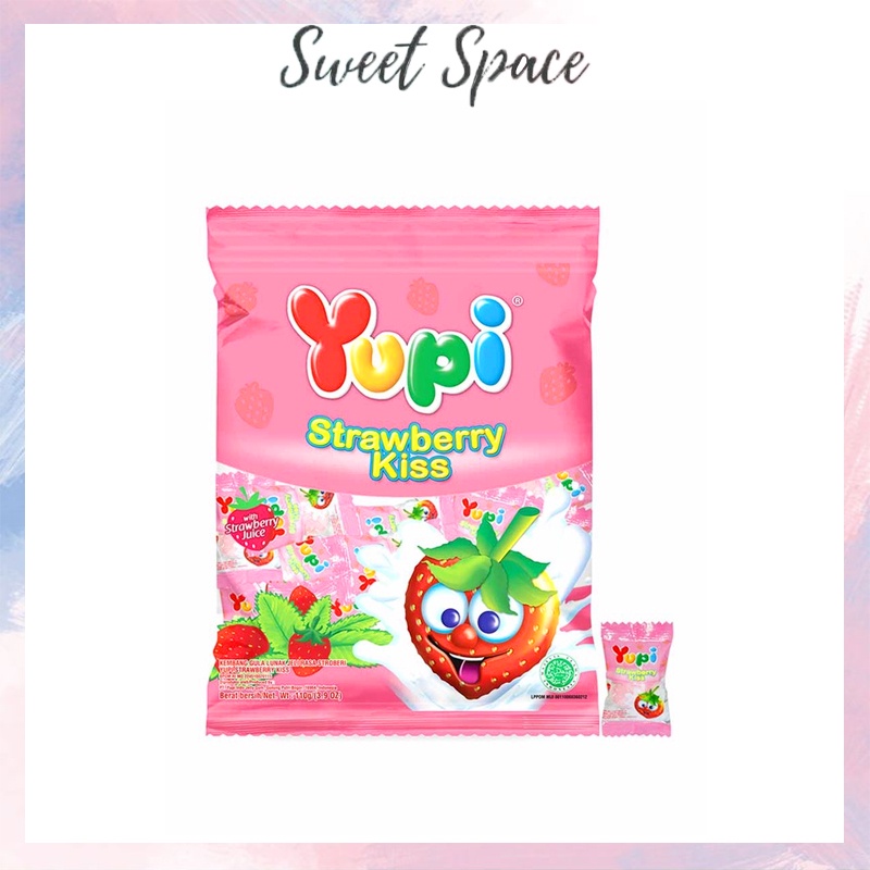 Jual PERMEN YUPI STRAWBERRY KISS ISI 50 PCS [SWEETSPACE] | Shopee Indonesia