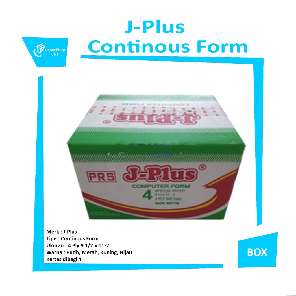 Jual JPLUS - Continous Form 91/2 x 11 4 Ply/2 NCR Kertas Komputer ...