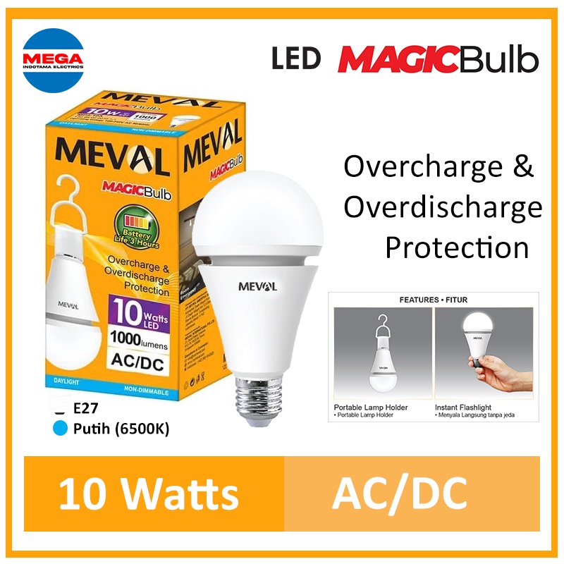 Jual Lampu Emergency MAGIC Bulb HERO 10W - Putih MEVAL | Shopee Indonesia