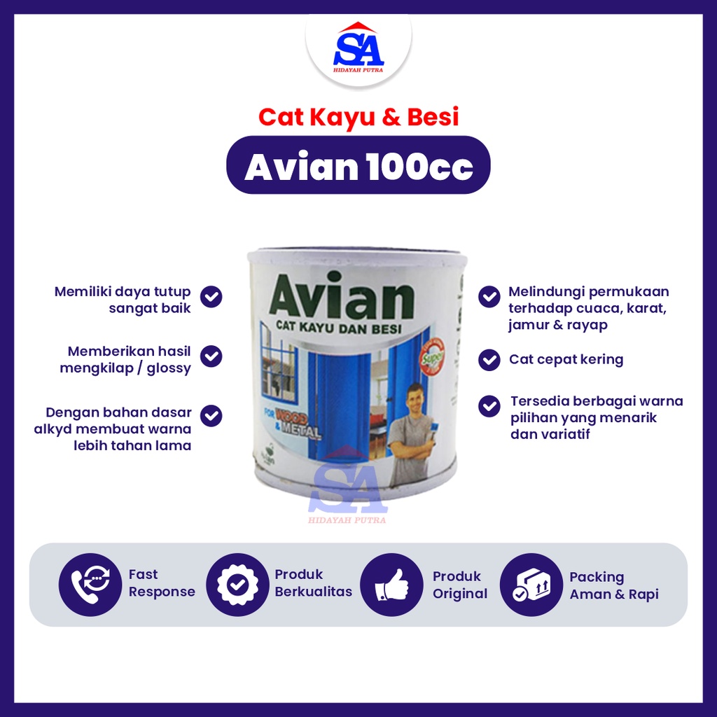Jual Cat Avian Kayu Besi Anti Karat Kemasan 100cc High Gloss Enamel ...