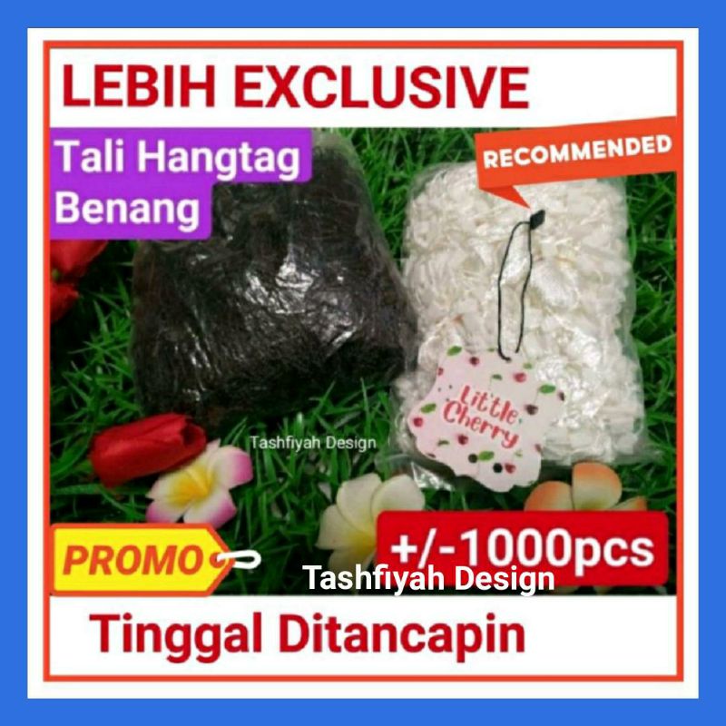 Jual Tali hang tag label baju hangtag benang gantungan hitam putih string loop pin handtag ...