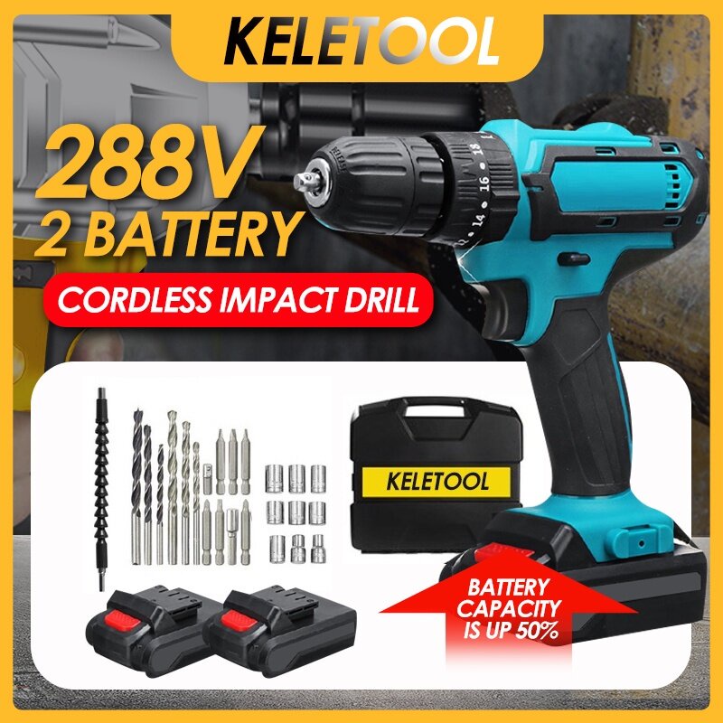 Jual Mesin bor baterai mesin bor listrik cordless hammer impact drill 2 ...