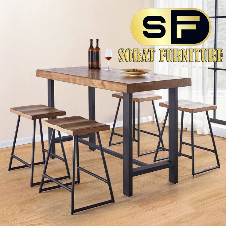 Jual Set Meja Cafe Minimalis Besi dan Kayu - Meja Makan modern ...