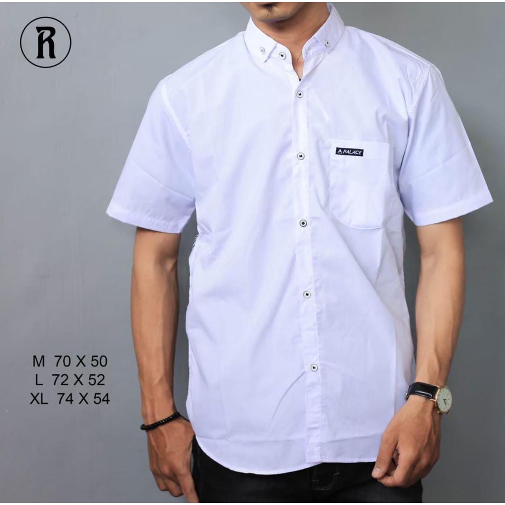 Jual Kemeja Pendek Pria Kemeja Cowok Casual Slimfit Katun OXford Premium Kemeja Polos Lengan ...