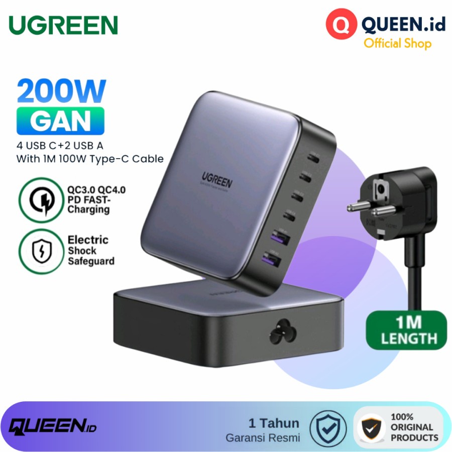 Jual UGREEN Desktop Charger Station GaN 200W 6 PORT QC 4.0 PD Fast Charge - UGREEN 40914 6IN1 ...