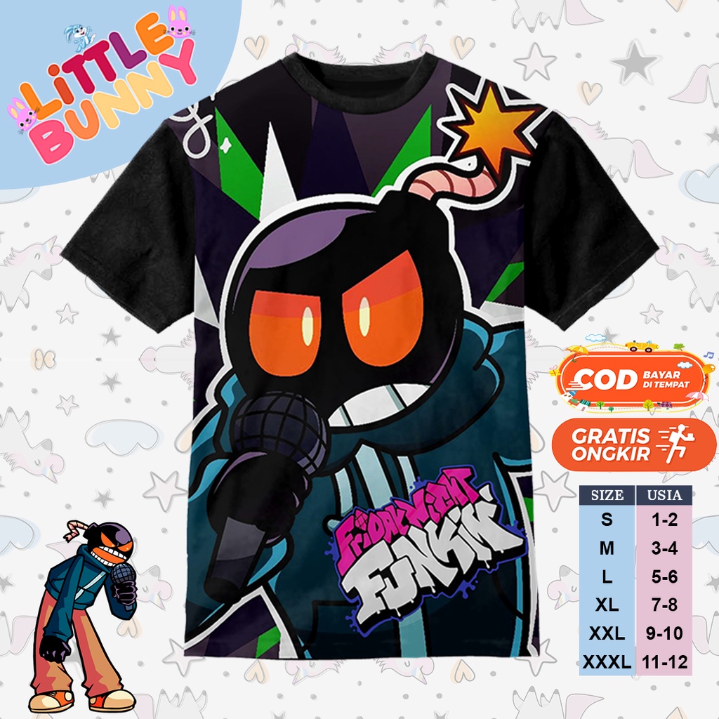 Jual KAOS ANAK KARAKTER 3D WHITTY FNF FUNKIN ART 3 BAJU KAOS ANAK FNF ...