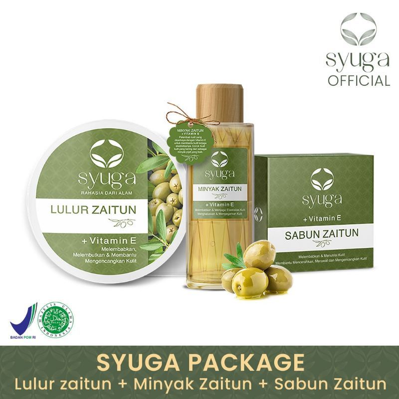 Jual SYUGA Sabun Batang Zaitun + Vitamin E l Lulur l Minyak Zatun 150mL ...