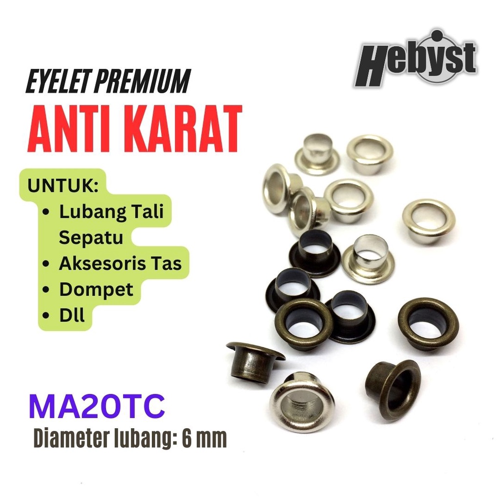 Jual MA20TC Eyelet Grommet mata ayam 6 mm ANTI KARAT PREMIUM per 500 Pcs | Shopee Indonesia