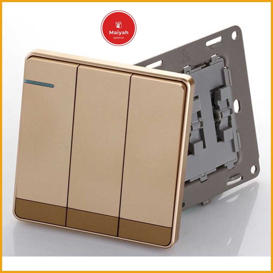 Jual Saklar Cetekan Lampu Gold Dinding Gang 1 2 3 4 Way Switch Panel ...