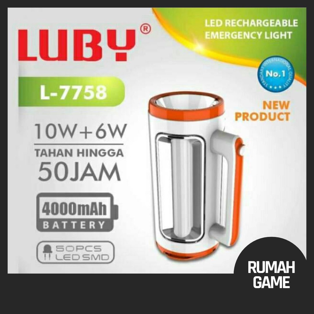 Jual LAMPU EMERGENCY LUBY L-7758 10 Watt + 6 Watt | Shopee Indonesia