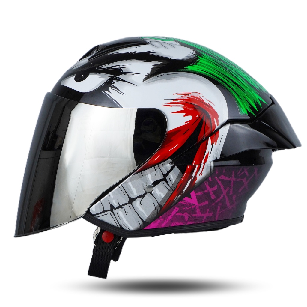 Jual Jitsu Helm Half Face Joker Hitam Gloss | Shopee Indonesia