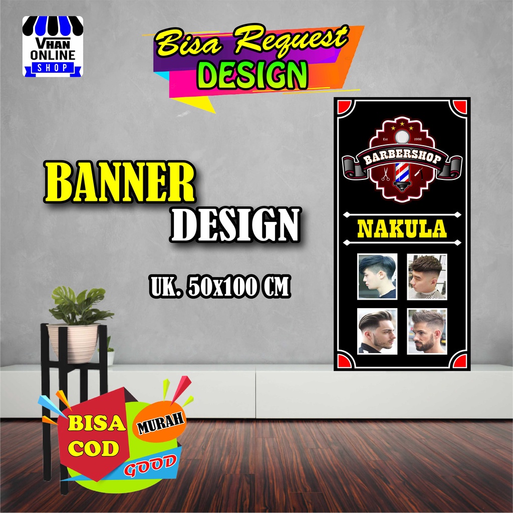 Jual Spanduk banner Pangkas Rambut, Barbershop, Potong Rambut Berdiri ...