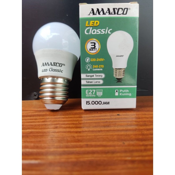 Jual Lampu LED Amasco Classic 3 Watt Putih | Shopee Indonesia