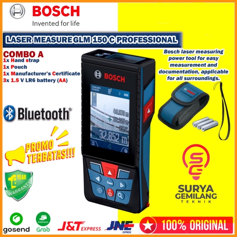 Jual Bosch Laser Distance Meter / Pengukur Jarak Laser 150Meter GLM 150 C / Meteran Laser ...