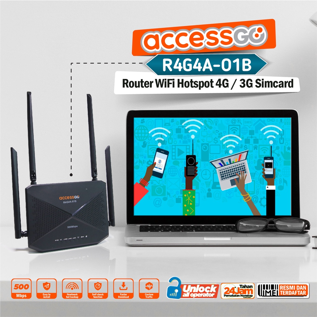 Jual Router Wifi Sim Card 4G AccessGo R4G4A4-01B 500MBPS | Shopee Indonesia
