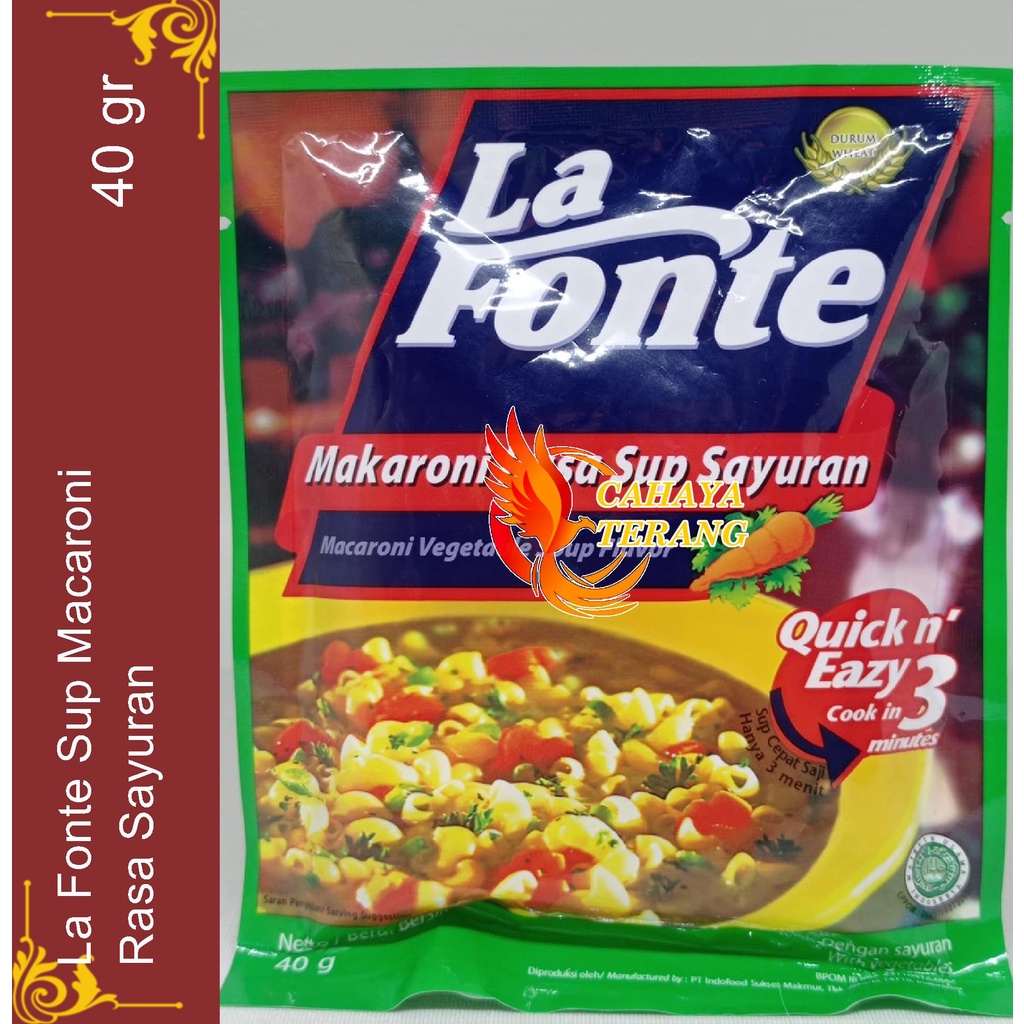 Jual La Fonte Sup Macaroni Instant Rasa Sayuran 40gr | Shopee Indonesia