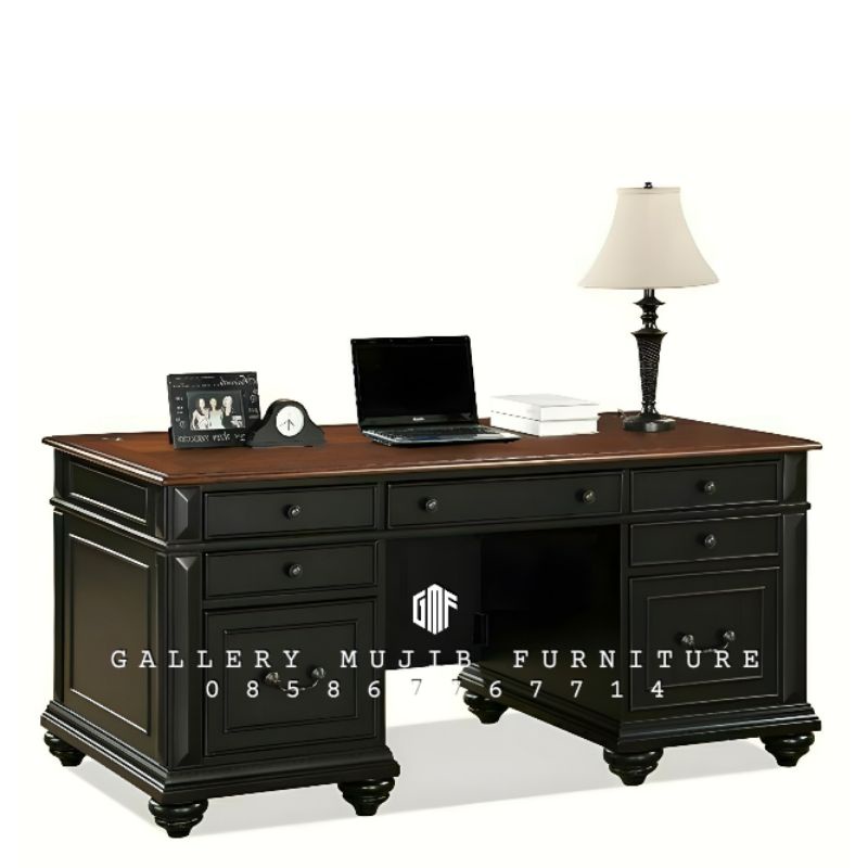 Jual meja kantor minimalis Duco hitam kayu jati meja kerja direktur ...