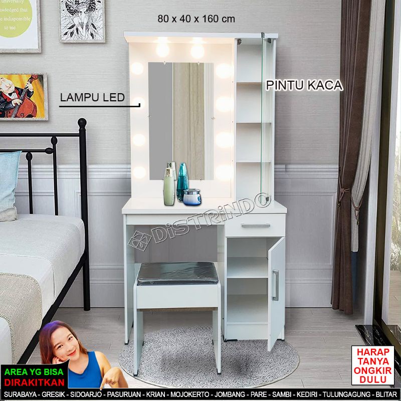 Jual Meja Rias Minimalis / Meja Rias dengan Lampu LED Komplit tempat ...