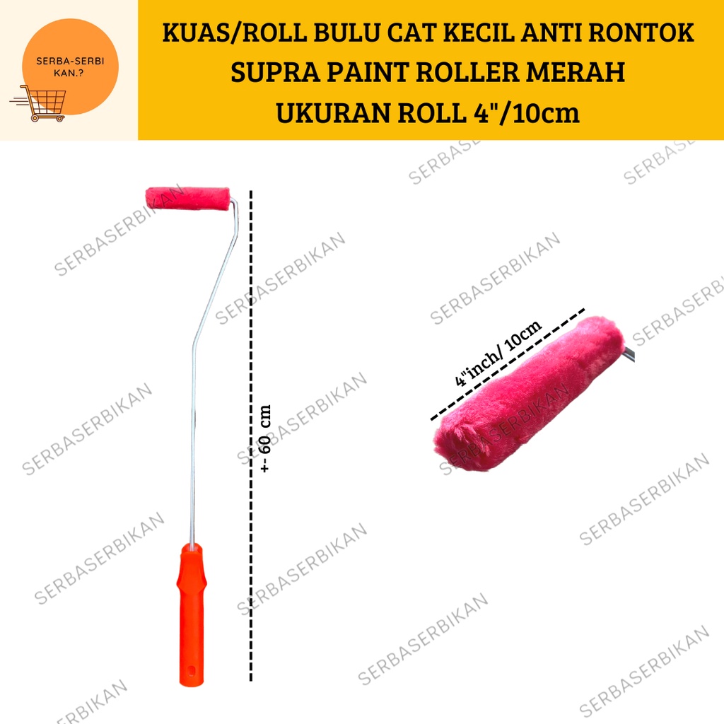 Jual KUAS ROLL KECIL KUAS CAT TEMBOK PAINT ROLLER BULU SUPRA MERAH 4 ...