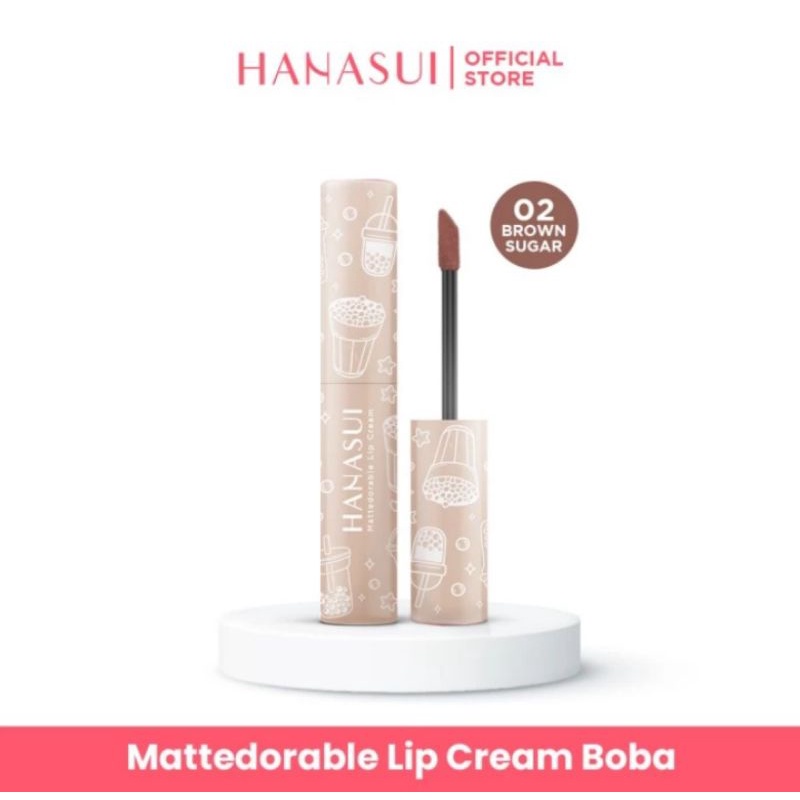 Jual HANASUI MATTEDORABLE LIPCREAM BOBA EDITION no.02 brown sugar ...