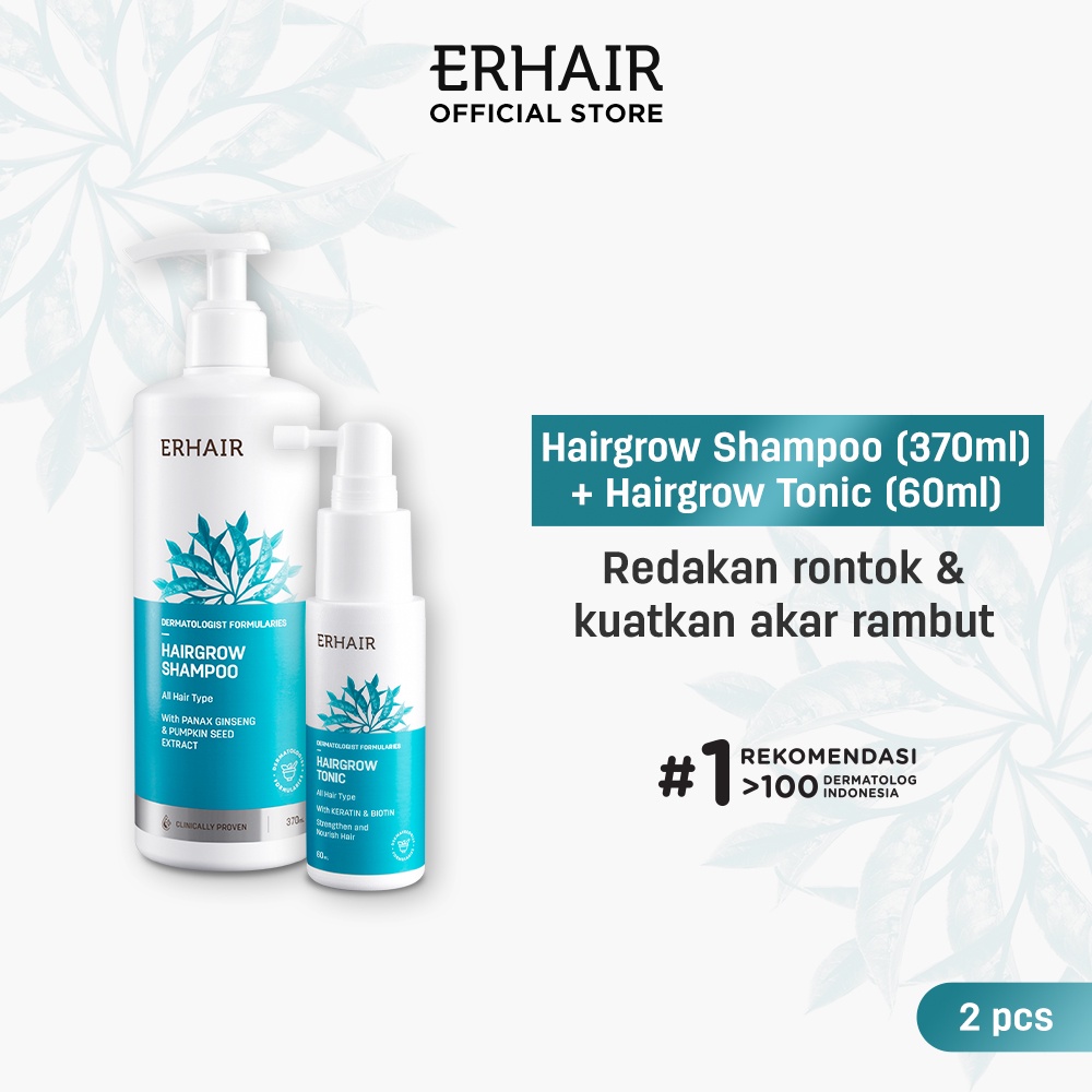 Jual Erhair Hairgrow Shampoo 370ml + Hair Tonic 60ml | Shopee Indonesia
