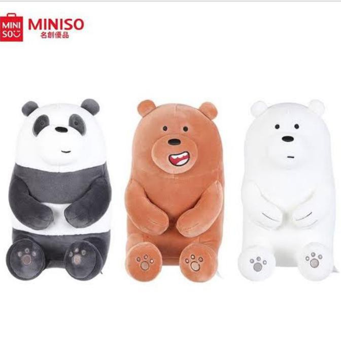 Jual DENPASAR MINISO We Bare Bears-Lovely Sitting Plush Toy Boneka Ice ...