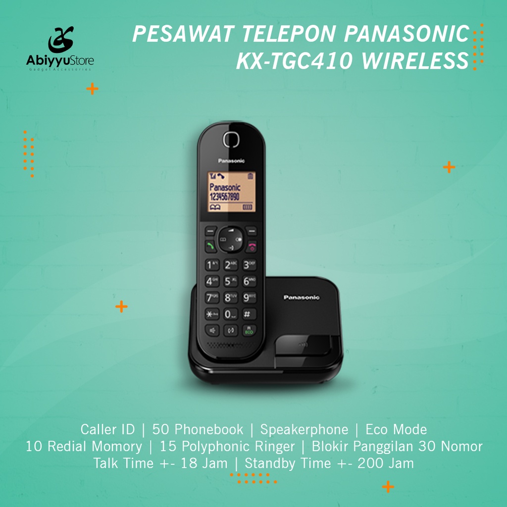 Jual Pesawat Telepon Cordless Panasonic KX-TGC410 Telephone Wireless Rumah Kantor Indihome ...