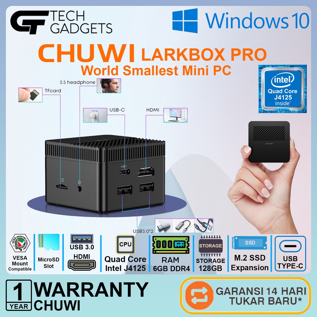 Jual CHUWI LARKBOX PRO 4K MINI PC INTEL QUAD CORE J4125 6GB/128GB - 4GB ...