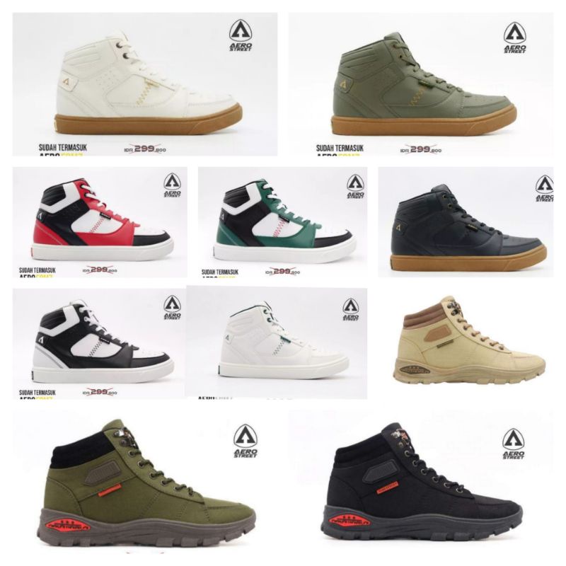 Jual Sepatu Aerostreet Hoops Hitam Putih Merah Hijau Ungu Pink Tosca ...