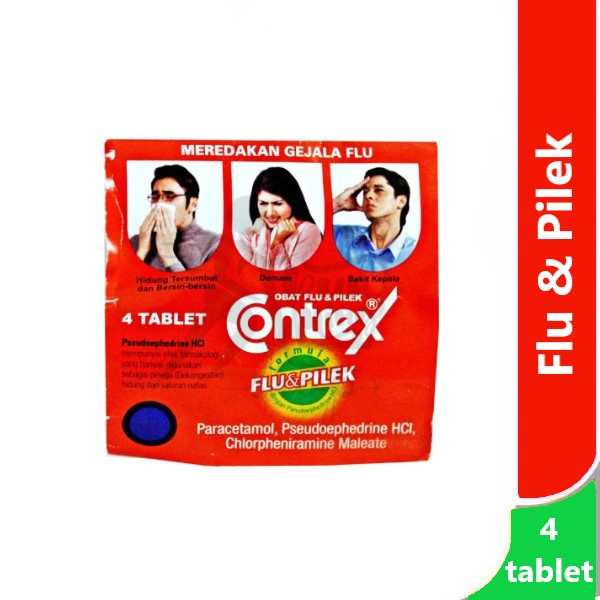 Jual Contrex Flu & Pilek /4 tablet - obat flu pilek bersin hidung ...