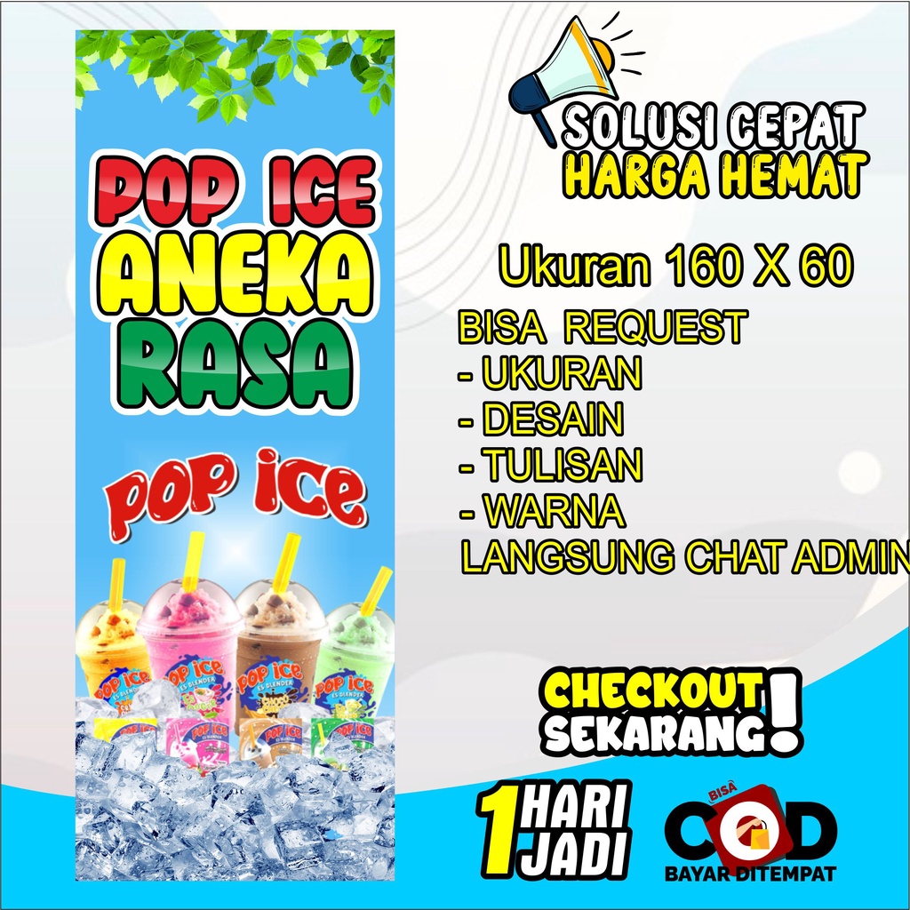 Jual Spanduk/Banner Minuman Berdiri Pop Ice Terbaru | Shopee Indonesia