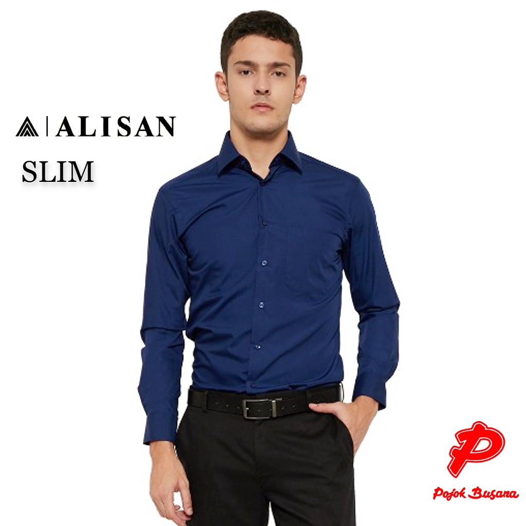 Jual Pojok Busana Kemeja Alisan Lengan Panjang Polos Pria Slim Fit Biru ... Jual Pojok Busana Kemeja Alisan Lengan Panjang Polos Pria Slim Fit Biru ...