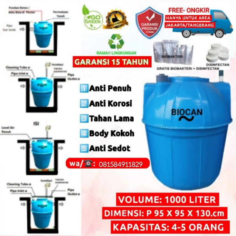 Jual SEPTIC TANK 1000 Liter BIOTECH BIOFIL BIOTANK BIOFILTER SEPITENG ...