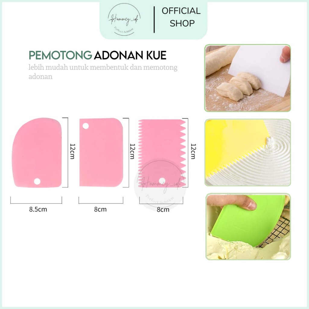 Jual HOMMEY - [ 3 IN 1 ] ALAT PEMOTONG ADONAN KUE DAN ROTI | SCRAPER 3 ...