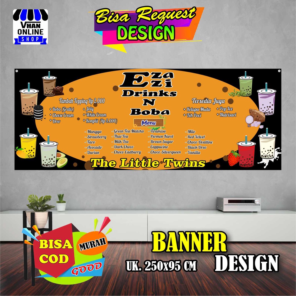 Jual Spanduk Banner Jualan Minuman Viral, Jualan Minuman Boba, Keren ...