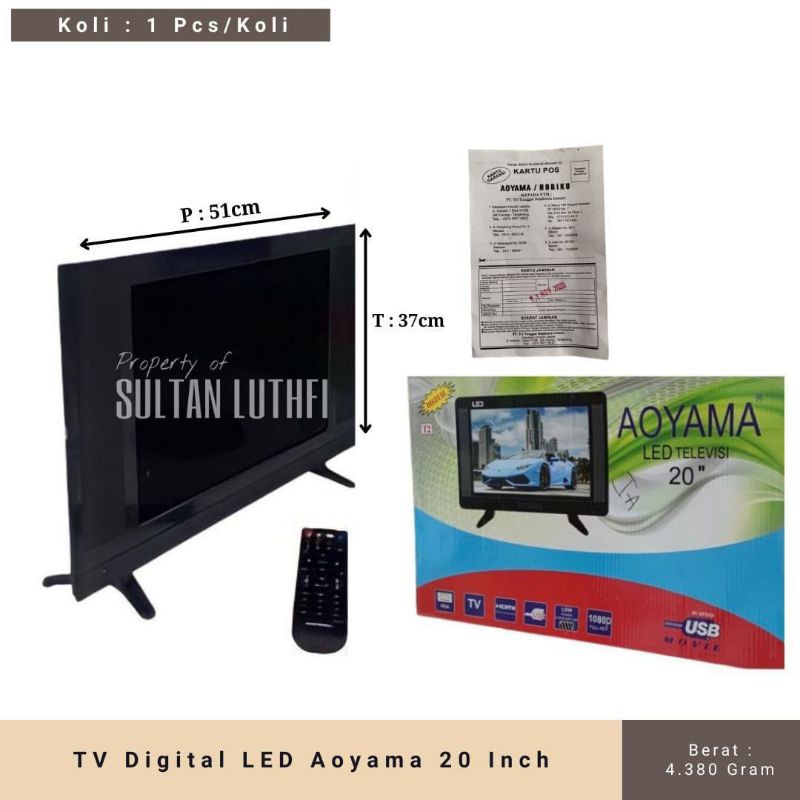 Jual Tv Digital Led Aoyama 17inch dan 20 inch support HDMI USB VGA ...