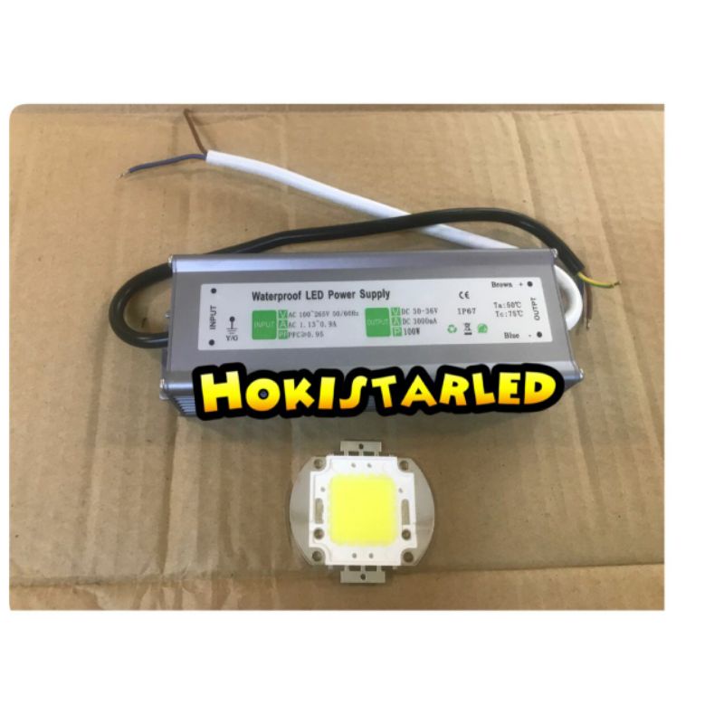 Jual Trafo led 100watt 100w driver led + mata led cob 100 watt 1set | Shopee Indonesia