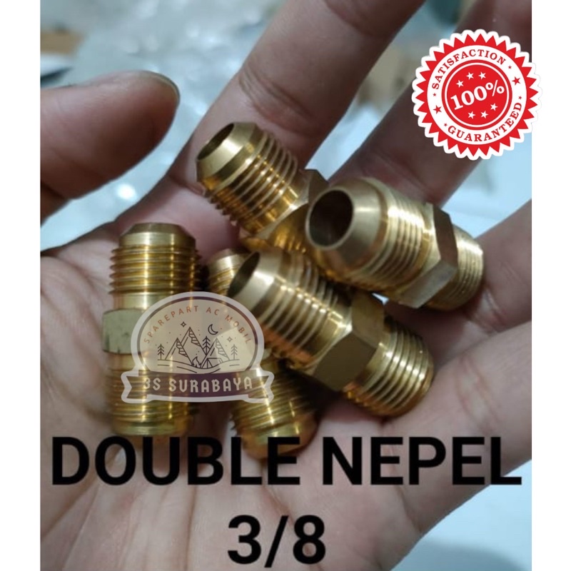 Jual Double Nepel Drat Kuningan Kondensor 3/8 | Shopee Indonesia