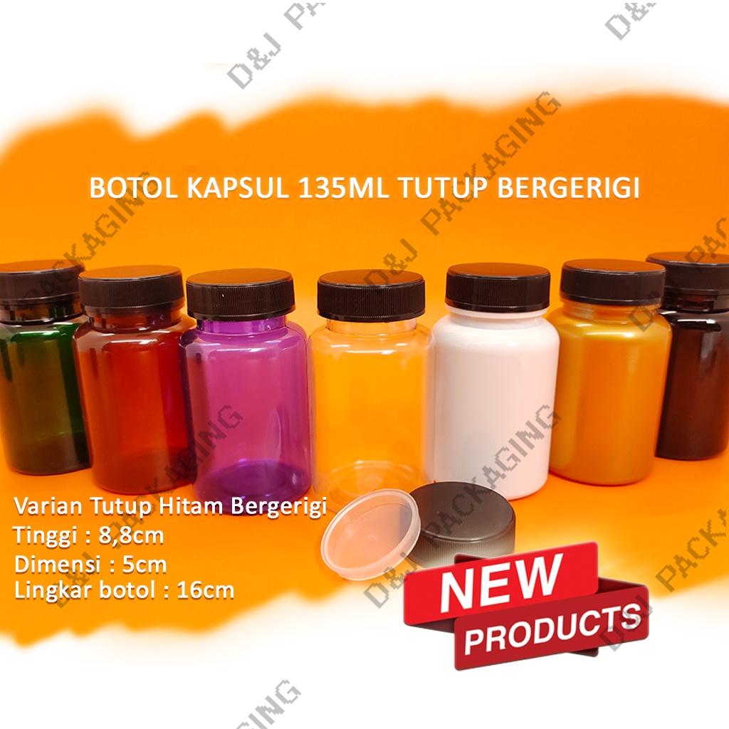 Jual Botol Kapsul Obat isi 60 Ukuran 135ML Tutup Hitam Ulir Gerigi Free ...
