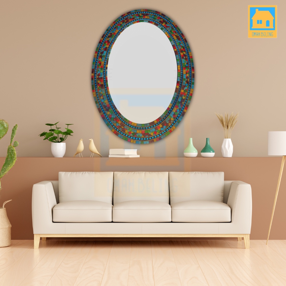 Jual Kaca Cermin Oval Mozaik / Ukuran 60cm x 80cm / Cermin Kaca Hias ...