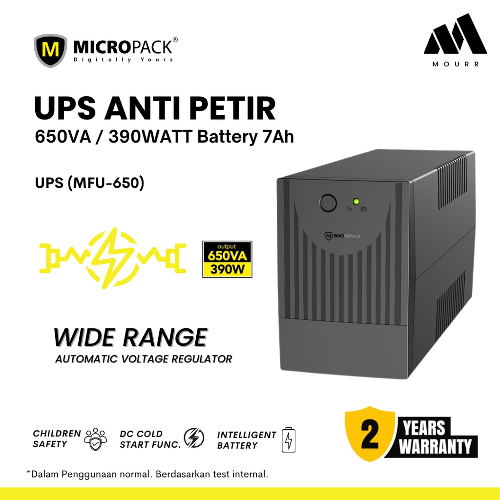 Jual Micropack UPS Anti petir 650VA / 390WATT Battery 7Ah - (MFU-650 ...