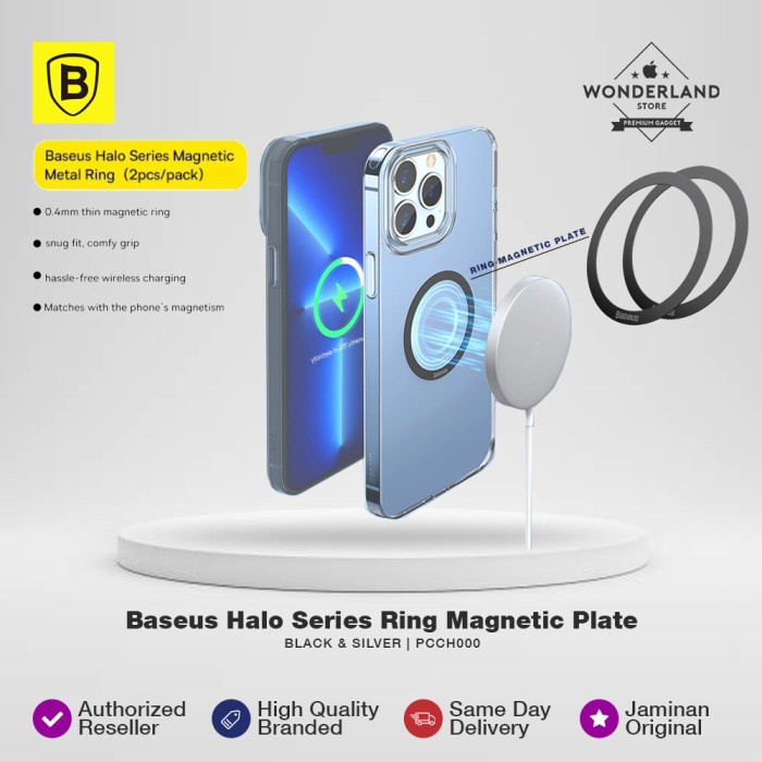 Jual Baseus Magnetic Ring Plate Magsafe Wireless Charger Ultra Thin 0 ...
