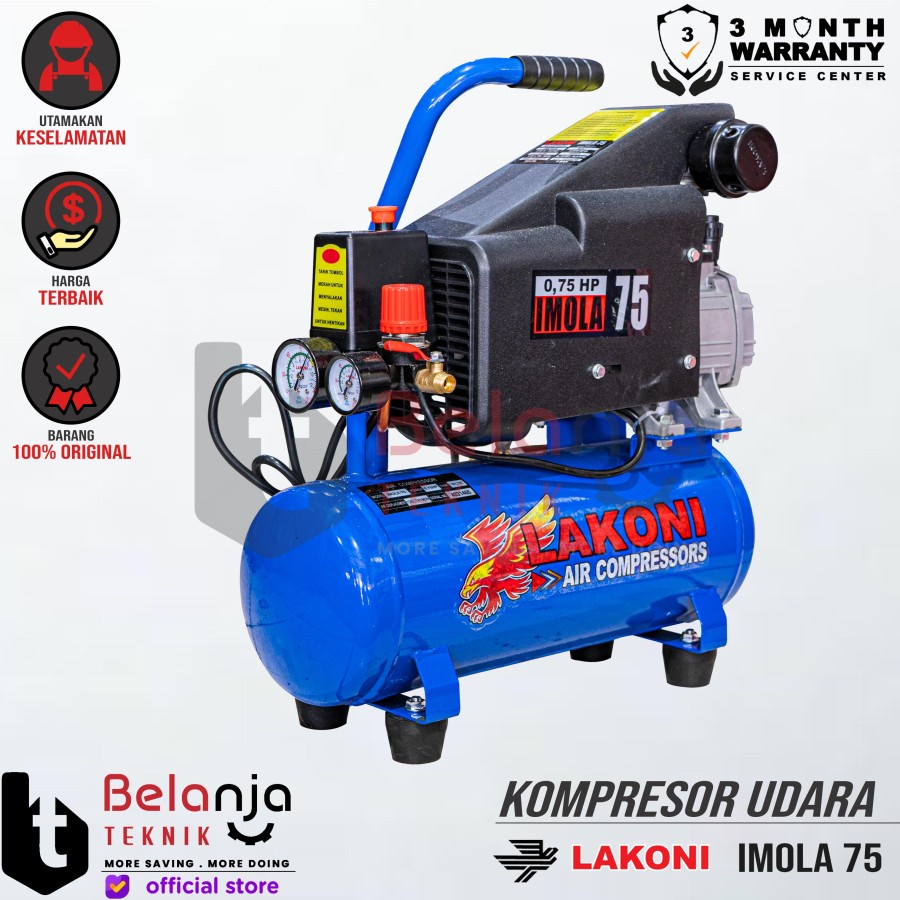 Jual Lakoni Air Compressor Portable Imola 75 Kompresor Angin 0.75 HP 6 ...