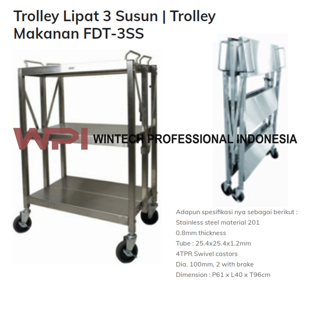 Jual FDT-3SS Trolley Lipat 3 Susun - Trolley Makanan Stainless Stell ...