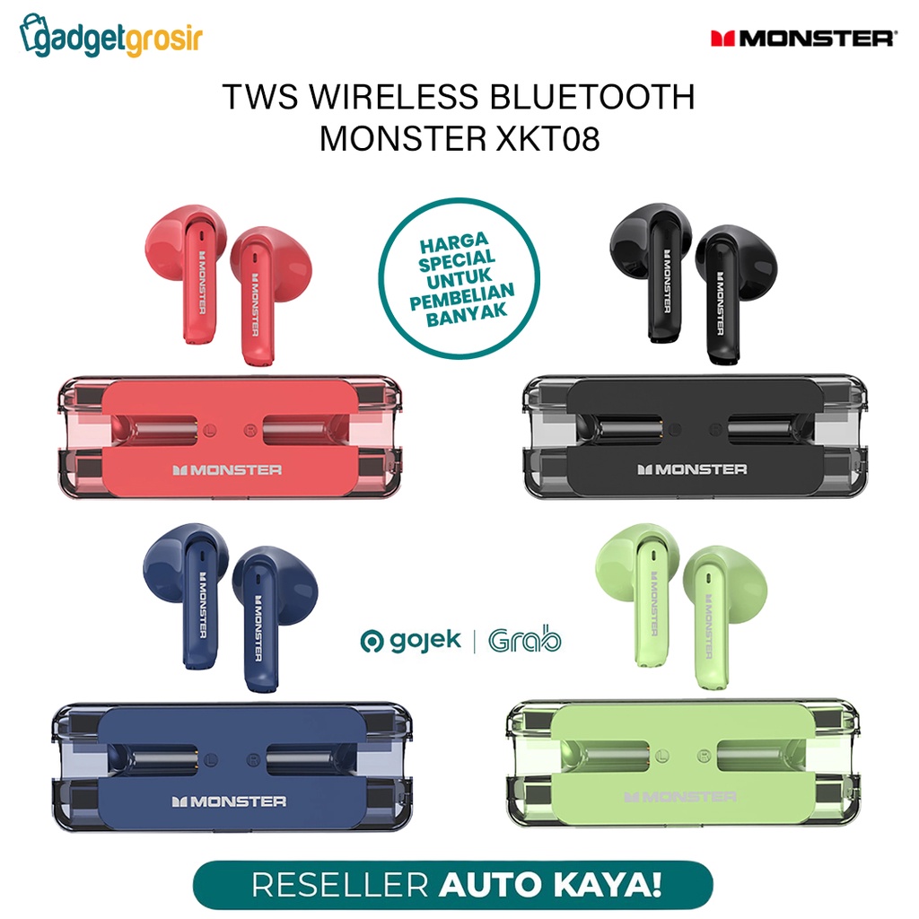 Jual TWS Monster XKT08 Wireless Bluetooth Earphone Headset Headphone ...