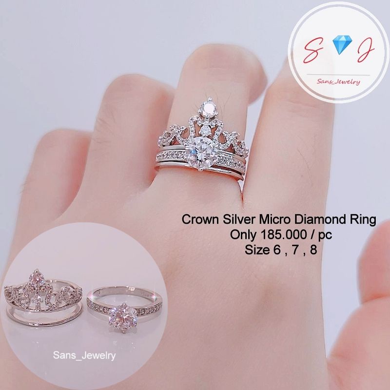 Jual BESTSELLER !! Cincin Mahkota 2in1 Cincin Emas Gold Silver Perak Korea Anti Karat Cincin ...
