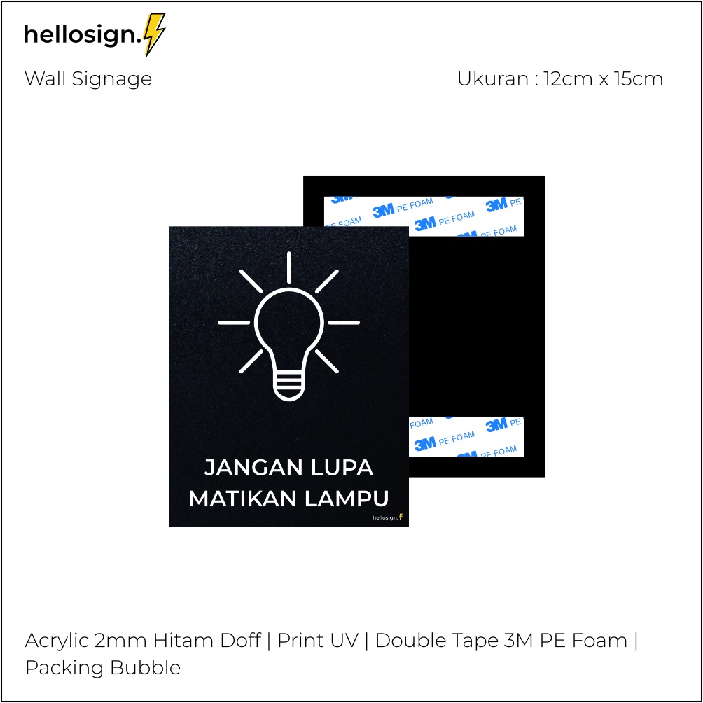 Jual Sign Akrilik JANGAN LUPA MATIKAN LAMPU | Print Papan Nama Tulisan ...